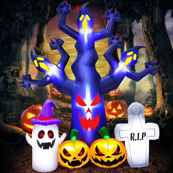 Holiday | 8 Ft Halloween Inflatables Outdoor Dead Tree With White Ghost ...